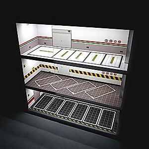 Garage Display Case Collectible Display Show Case with LED Lights,Model Car Display Case for 1:64 Scale Mini Car Parking Space Scene Collectible Gift Decoration 3 Layer Model Car Parking Lot Garage