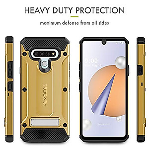 Evocel Explorer Series Pro Phone Case Compatible with LG Stylo 6 with Glass Screen Protector and Belt Clip Holster, Gold