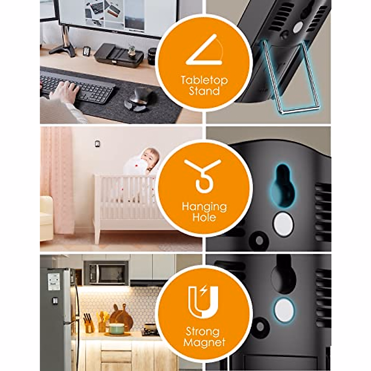 hoyiours Digital Hygrometer Indoor Thermometer Room Temperature and Humidity Monitor with 3s Fast Refresh, Thermometer Hygrometer Humidity Meter Humidity Gauge for Home, Baby Room, Greenhouse, Black