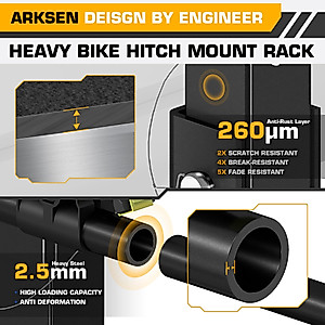 ARKSEN 4 Bike Rack, Heavy Duty Bicycle Carrier, Rear Hitch Mount with 2" Receiver, Tie Down Strap and Anti-Rattle Hitch Tightener, for Car, Truck or SUV Transport