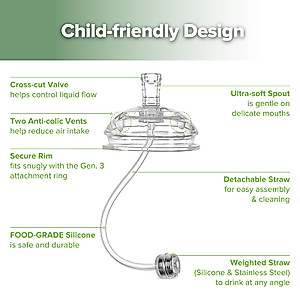 haakaa Weighted Straw Replacement Silicone 1pc, for Gen. 3 Manual Breast Pump Baby Bottle Sippy Cup Conversion Attachment