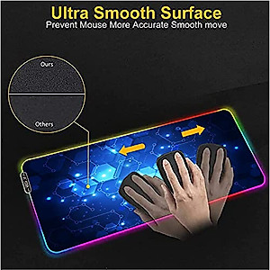 Gaming Mouse Pads Hexagon Shaped Large RGB Mouse Pad Gamer Computer Desk Mat Gaming Accessories Extended Led Keyboard Pad with Lock Edge 60X120Cm/Xxxl