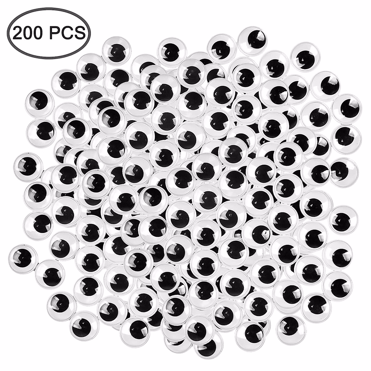 200 pcs Wiggle Eyes, lyfLux 1.2 inch Self Adhesive Black and White Movable Eyes, Used for DIY, Car, Refrigerator, Party Decoration