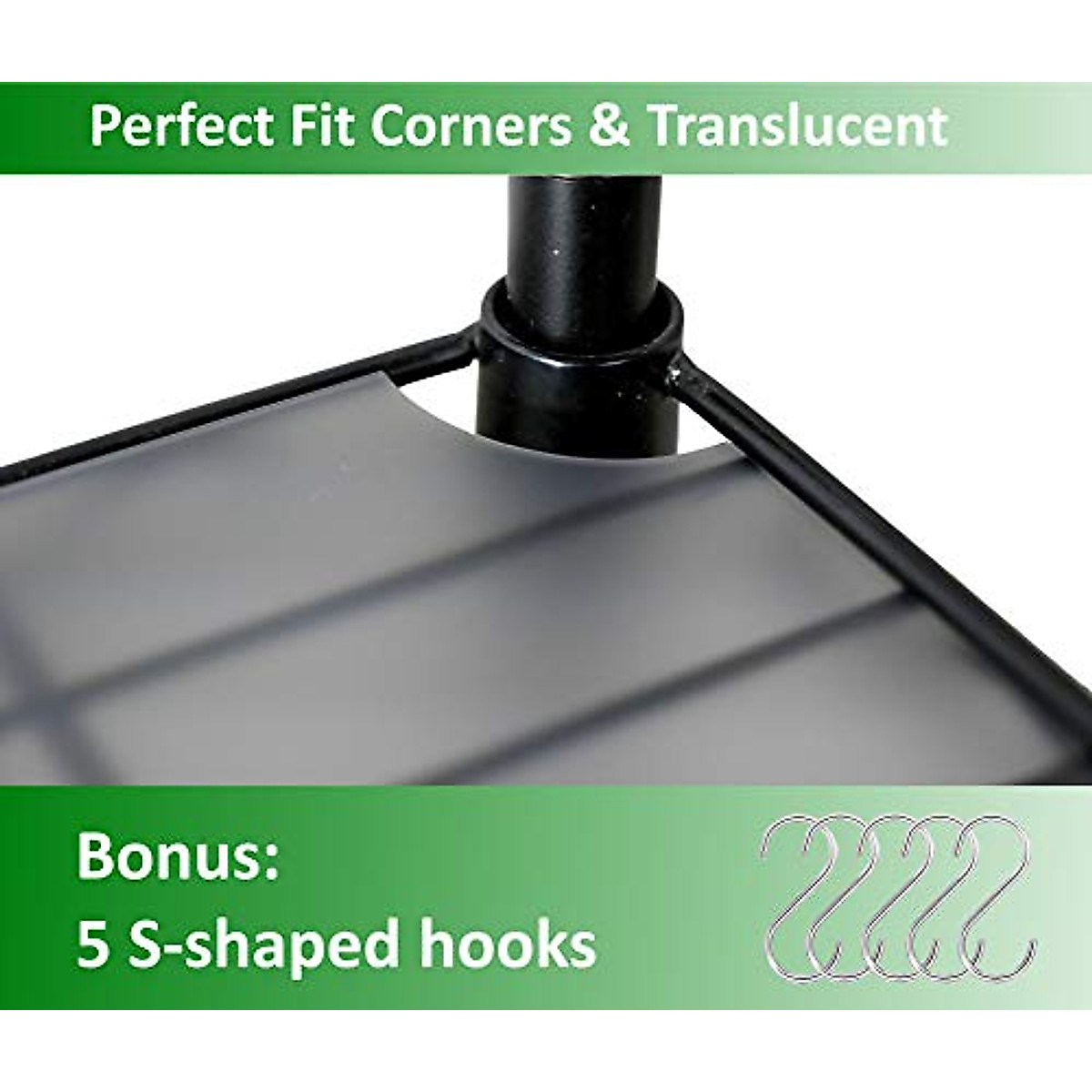 ACHub Wire Shelf Liners 14 x 30, Set of 5 & Bonus S-Shaped Hooks, Waterproof, Heavy Duty, Translucent Plastic Liners for Wired Rack Shelving, Gray, 14x30