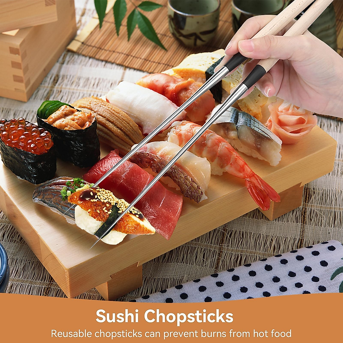 Sushi Chopsticks, 11in Extra Long Metal Chopsticks Japanese Cooking Chopsticks Sushi Chef Traditional Garnishing Plating Tweezers(S)