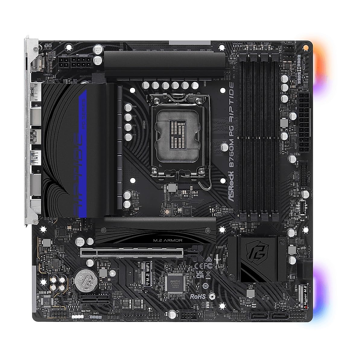 ASRock B760M PG Riptide Intel 12th & 13th Generation CPU (LGA1700) B760 Chipset, DDR5 Micro ATX Motherboard