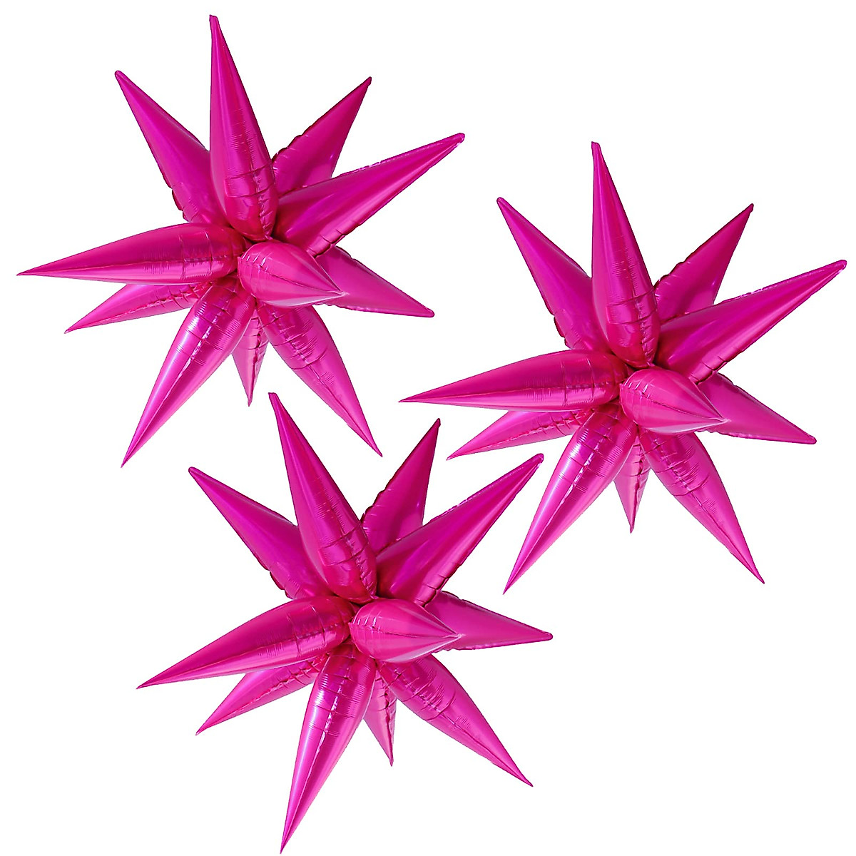 CYMYLAR 3pcs 26inch babe pink Star foil balloons.babe Explosion Star burst star balloon-Spike cone balloon for birthday party decorations,wedding,Bachelor party