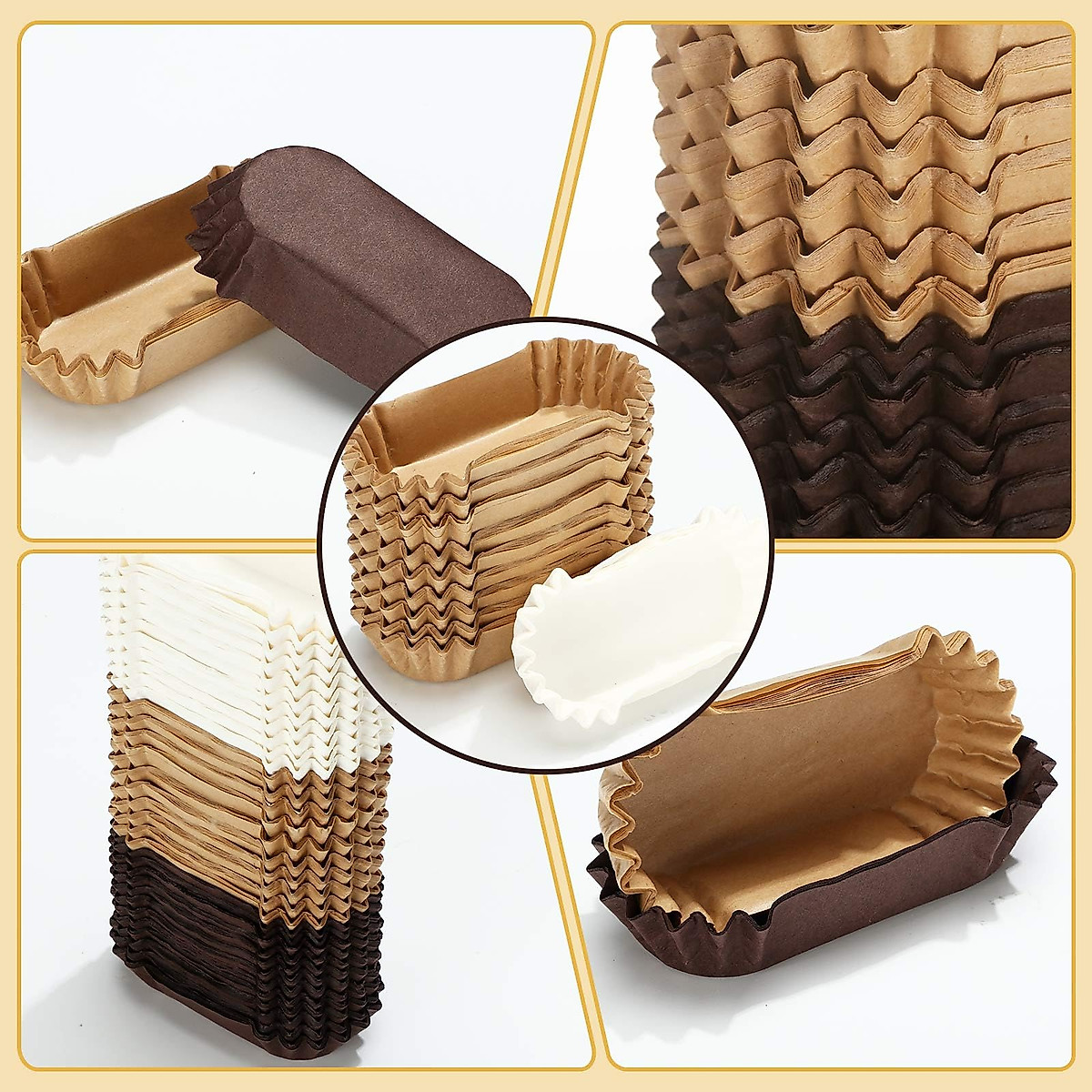 Mifoci 600 Pcs Oval Cupcake Papers Disposable Brownie Baking Cups Cake Loaf Pan Liners Boat Shaped Mini Muffin Cupcake Wrappers for Weddings Birthdays (Solid Style)
