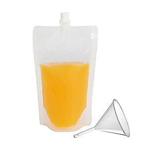 Muka 50 PCS 12 OZ Reusable Spouted Drink Bags, Spout Drink Pouches w/Funnel, 0.34" Spout