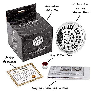 6 Function Adjustable Luxury Shower Head - High Pressure Boosting, Wall Mount, Bathroom Showerhead For Low Flow Showers, 2.5 GPM - Chrome