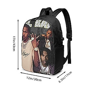 Qcosjeem Lil Rapper Singer Baby Backpack,unisex casual book bags,external usb interface,earphone cable interface,label.camping backpack suitable for office Funny usb Backpack
