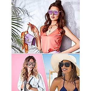 12 Pairs Crystal Oversized Sunglasses Rhinestone Square Diamond Sunglasses Frame Retro Sparkling Glasses for Women Men(Bright Colors)