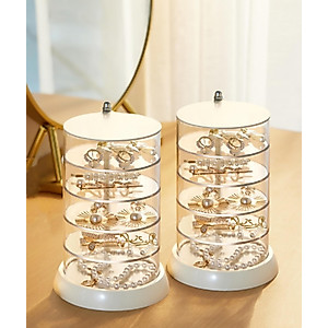 RANNYOZIO Hair Accessories Organizer 360° Rotating Plastic Bathroom Containers for Hair Accessories Cotton Swab Hair Tie Organizer Storage, 5-Layer