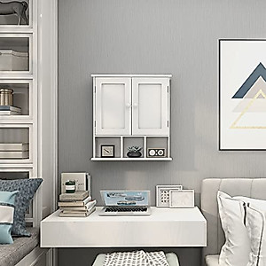 TaoHFE Bathroom Cabinet,Bathroom Wall Cabinet with 2 Door Adjustable Shelves,Over The Toilet Storage Cabinet,White Bathroom Cabinet Wall Mounted,Medicine Cabinets for Bathroom Laundry Room Kitchen