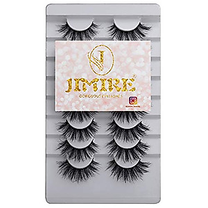 JIMIRE Faux Mink Lashes Fluffy Wispy False Eyelashes Luxury Soft Cat-Eye Lashes Pack 8 Pairs…