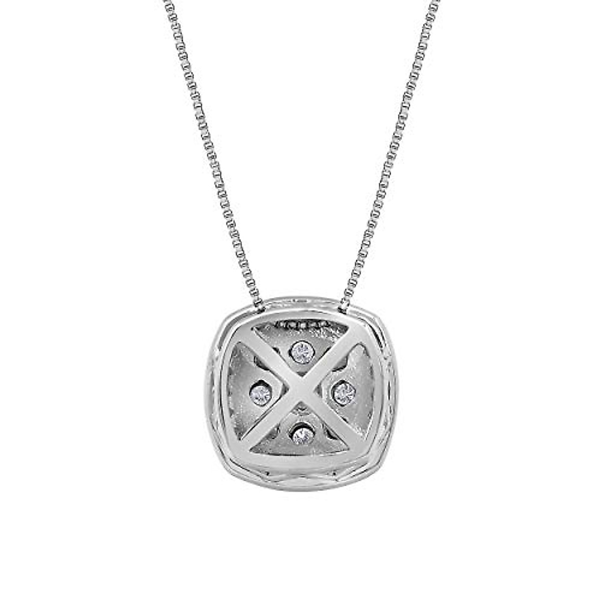 1/2 Carat Diamond Necklaces for Women | Round Cut Natural Diamond Cushion Halo Pendant | Sterling Silver Necklace | Fine Jewelry for Her | Gift Box Included