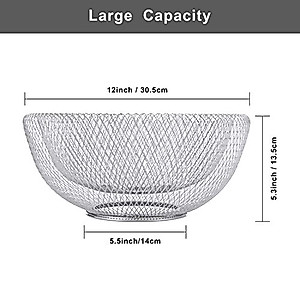 IBERG Mesh Fruit Basket Bread Basket Fruit Holder for Kitchen, Reception, Dining Table (BLACK SQUARE, 12 INCH)