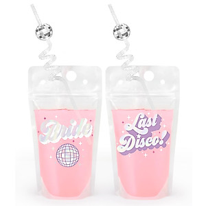 xo, Fetti Bachelorette Party Last Disco Drink Pouches - 15 count | Disco Bach Party Drinkware, Groovy Bridal Shower Party Cups, Bridesmaid Favor, Bride to Be Gift, 70's Dancing Queen Supplies
