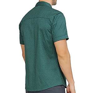 WULFUL Men's Casual Short Sleeve Button Down Shirt Printed Cotton Business Dress Shirts