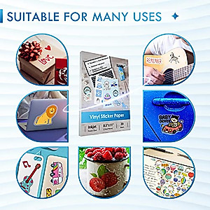 Koala Printable Vinyl Sticker Paper for Inkjet Printer - Frosty Clear Sticker Paper - 20 Sheets Waterproof Sticker Printer Paper - Tear and Scratch Resistant, Quick Dry, 8.5x11 Inches