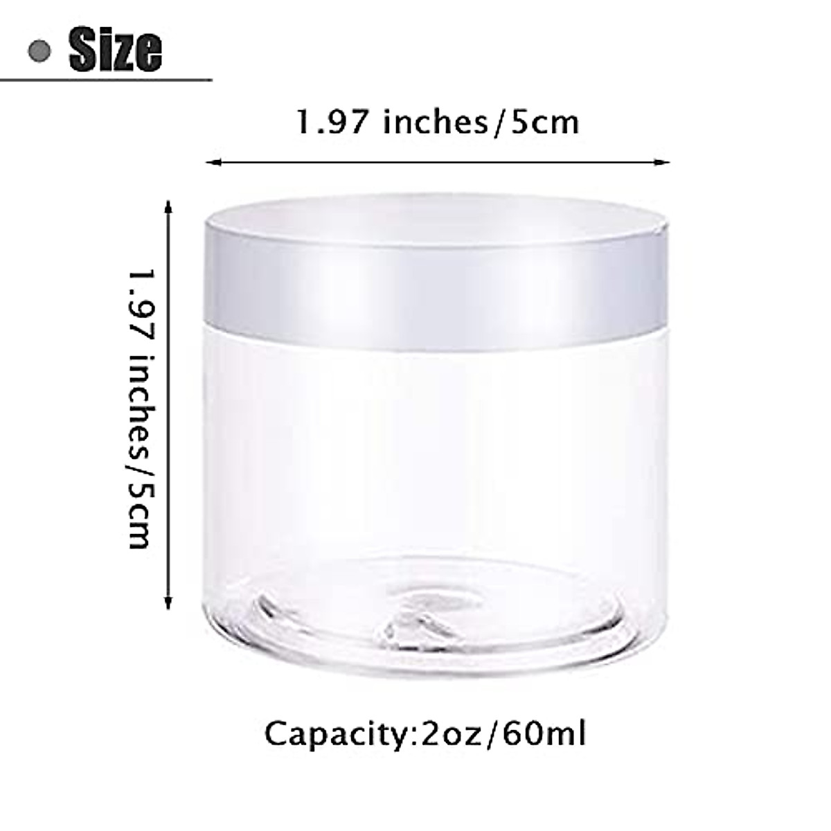 20 PCS 2oz Plastic Empty Jars with Lids(White),Wide-Mouth Refillable Storage Containers for Cosmetics,Empty Storage Container for Candy,Beads,Slime Making,Crafts,Creams,Gifts