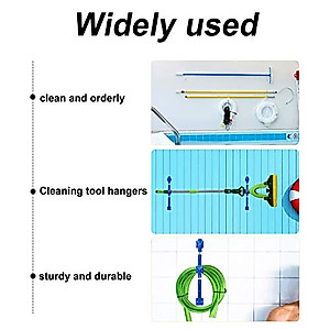 YARNOW Vacuum Stand 4pcs Pool Pole Hose Hanger Wall Hooks for Telescopic Poles Skimmers Leaf Rakes Nets Brushes Vacuum Garden Tools Swimming Pool Accessories Cleaning Tool