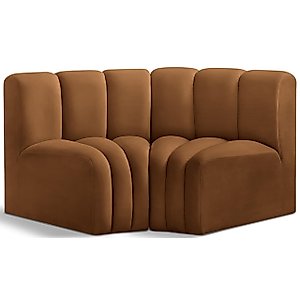 Meridian Furniture 103Saddle-S2B Arc Collection Modern | Contemporary Modular Sofa with Soft Saddle Velvet, Deep Channel Tufting, Modular Design, 60 W x 33 D x 30 H, Saddle