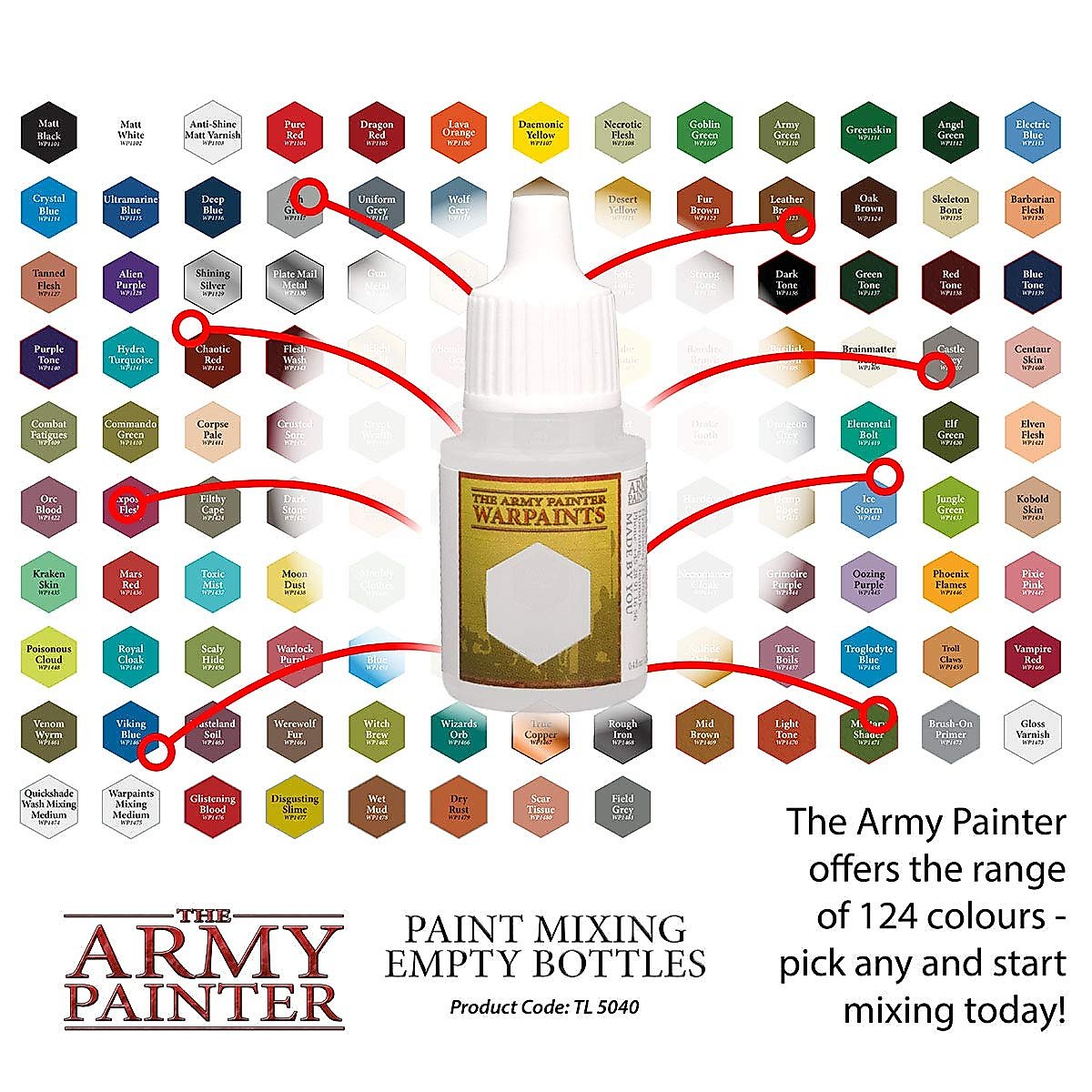 The Army Painter Paint Mixing Empty Dropper Bottles-12 ml, Pack of 6 Bottles with Dropper-Plastic Dropper Bottles for Acrylic Paint-Empty Plastic Bottle with Dropper Top- Small Applicator Paint Bottle