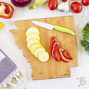 Totally Bamboo Destination Arkansas State Shaped Serving and Cutting Board, Includes Hang Tie for Wall Display