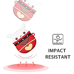 Genshin Impact Case for Airpod, Anime Game Cute Funny Cool 3D Silicone Cover Accessories Kawaii Skin for Air pods 1&2 for Girls Men Boy Teen(Jumpy Dumpty,Red Rabbit)