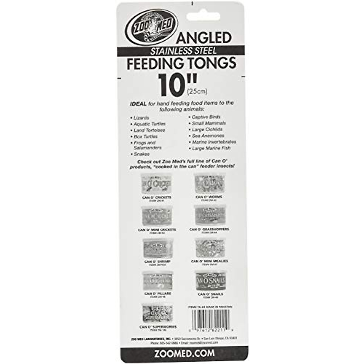 Zoo Med Labs Angled Stainless Steel Feeding Tongs, 10"