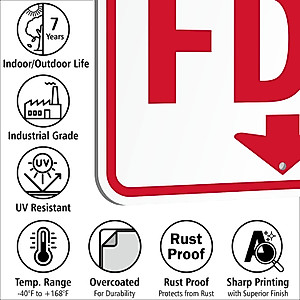 SmartSign 12 x 18 inch “FDC” Fire Department Connection Metal Sign with Down Arrow, 120 mil Aluminum Composite, 3M Engineer Grade Reflective Aluminum, Red and White, Made in USA