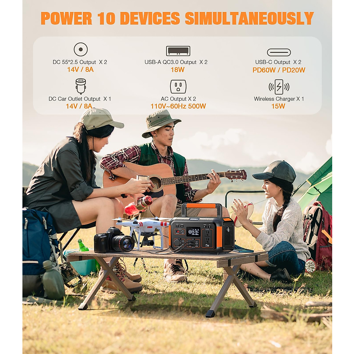 GRECELL 500W Portable Power Station with 100W Solar Panel 20V, Solar Generator 500W AC Outlet, Portable Solar Panel MC-4 High-Efficiency Battery Charger for Home Use Camping Outdoor Trip RV