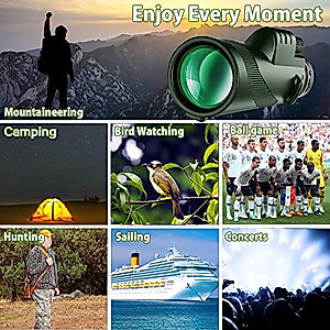 80x100 HD Monocular Telescope, High Power Monocular for Adults with Smartphone Adapter & Tripod, for Camping and Concerts Bird Watching Wildlife Camping Hiking