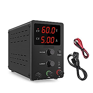 DC Power Supply, DC Laboratory 60V5A Regulated Adjustable Power Supply Professional Voltage Regulator Stabilizer Switching Bench Source,Electroplating DIY(60V 5A White)