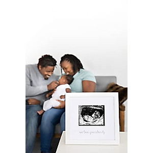 Little Pear We Love You Already Sonogram Frame, Gender-Neutral Pregnancy Announcement Picture Frame, Mother’s Day Keepsake Photo Frame, Nursery Décor, White