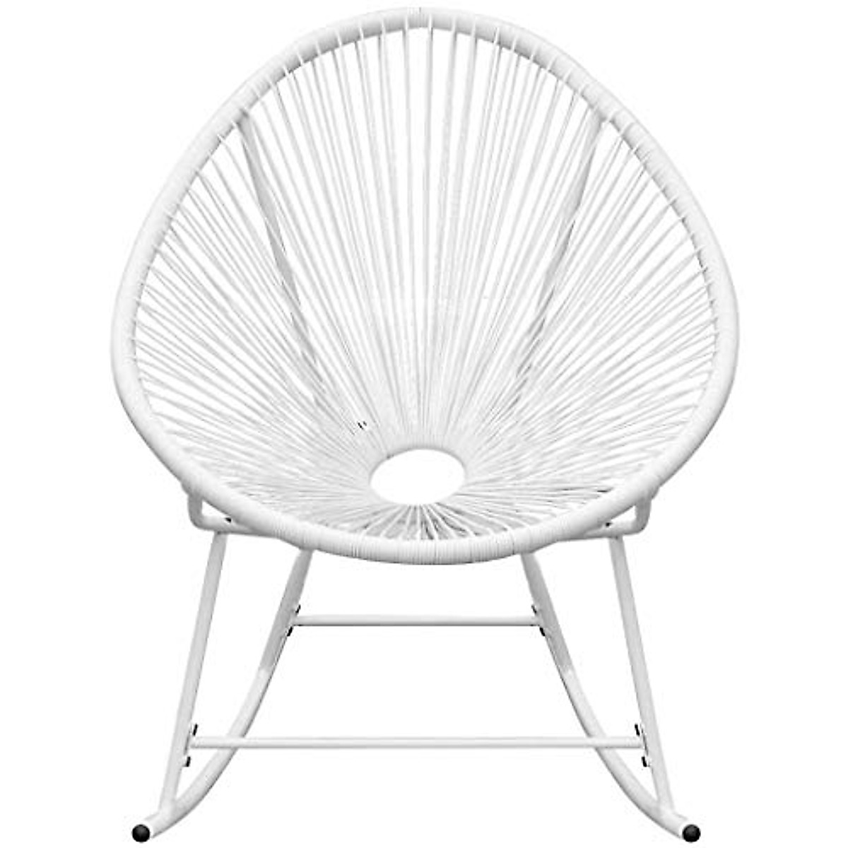 vidaXL Outdoor Rocking Chair,Rocking Chair Accent Furniture for Yard, Patio,White Poly Rattan Rocking Chair,Rocker for Porch Garden Patio Balcony Pool Indoor,28.5" x 30.3" x 35.4"