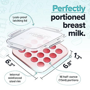 Souper Cubes MyMilk Baby Food Freezer Tray With Lid - 1/2 Oz Silicone Breast Milk Freezer Tray - Perfect Storage Container for Baby Food, Purees, and Breast Milk - Pink