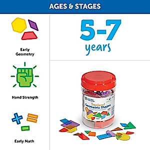 Learning Resources Translucent Geometric Shapes - 408 Pieces, Grades Pre-K+ | Ages 4+ Preschool Learning Materials, Manipulative Shapes, Early Geometry Skills, Classroom Accessories, Teacher Aids