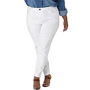 Agnes Orinda Women's Plus Size Mid Rise Stretch Washed Skinny Jeans, Casual Denim Jean Jeggings 2X White