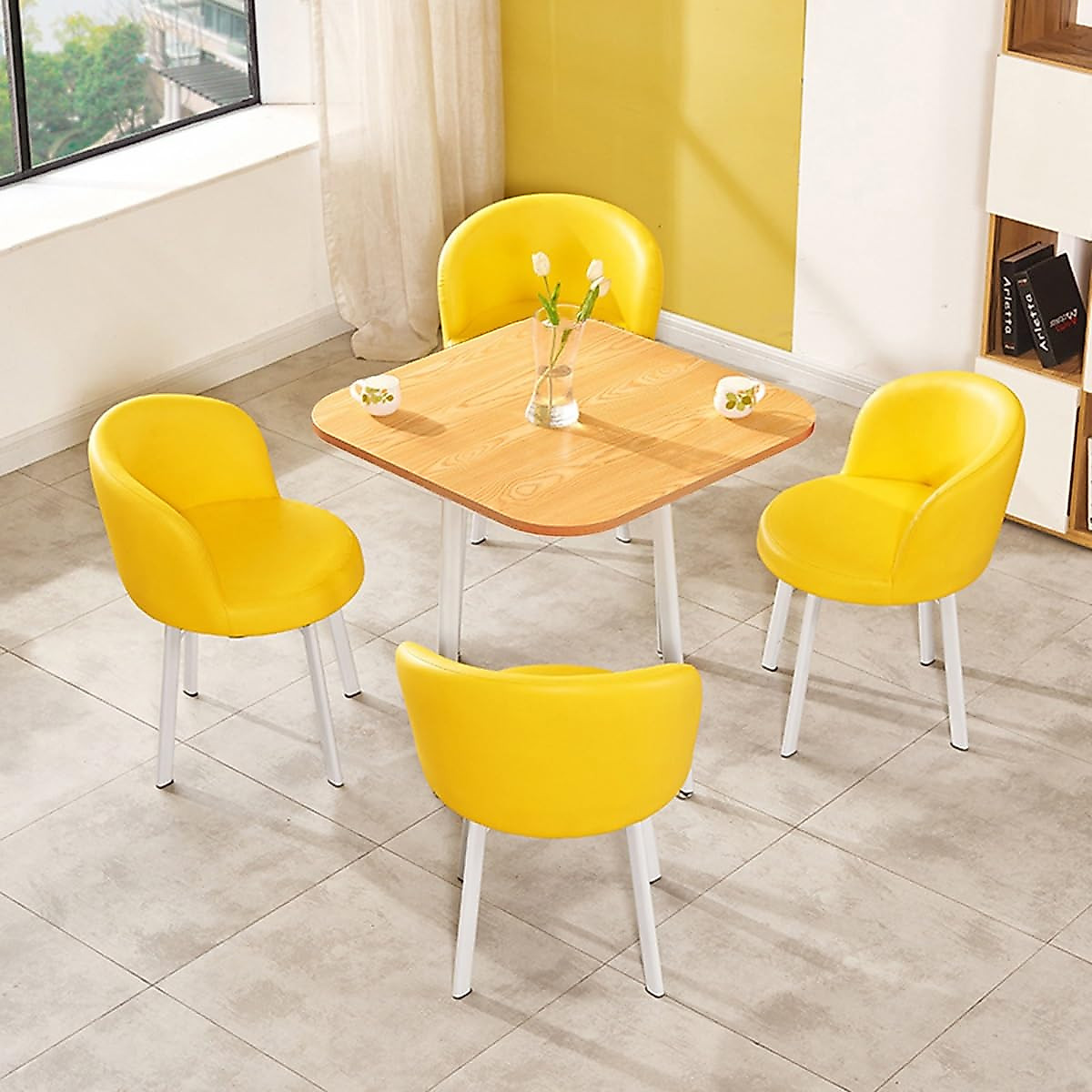 EpuzeR Office Reception Room Bar Table and Chair Set, Simple Cafe Dining Table, Sales Office Shops Meetings Tables Office Conference Tables,80cm (Color : Yellow)