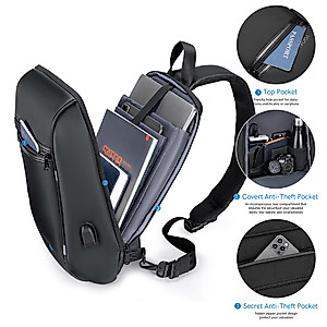 VGOAL Sling Backpack Men'S Chest Bag Shoulder Crossbody Sling Backpack for Men with USB Charging Port