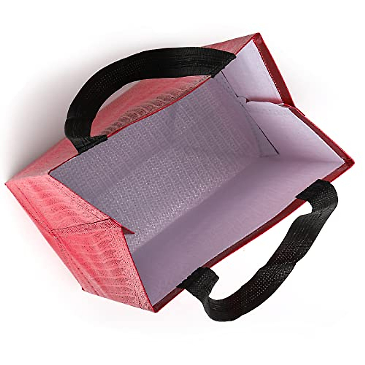 Dicunoy 40 Pack Reusable Gift Bags with Handles, Glossy Grocery Shopping Bags, Medium Size Stylish Bag for Wedding, Foldable Non-woven Red Tote Bags for Bridal Shower, Birthday, Hoilday Party Favors