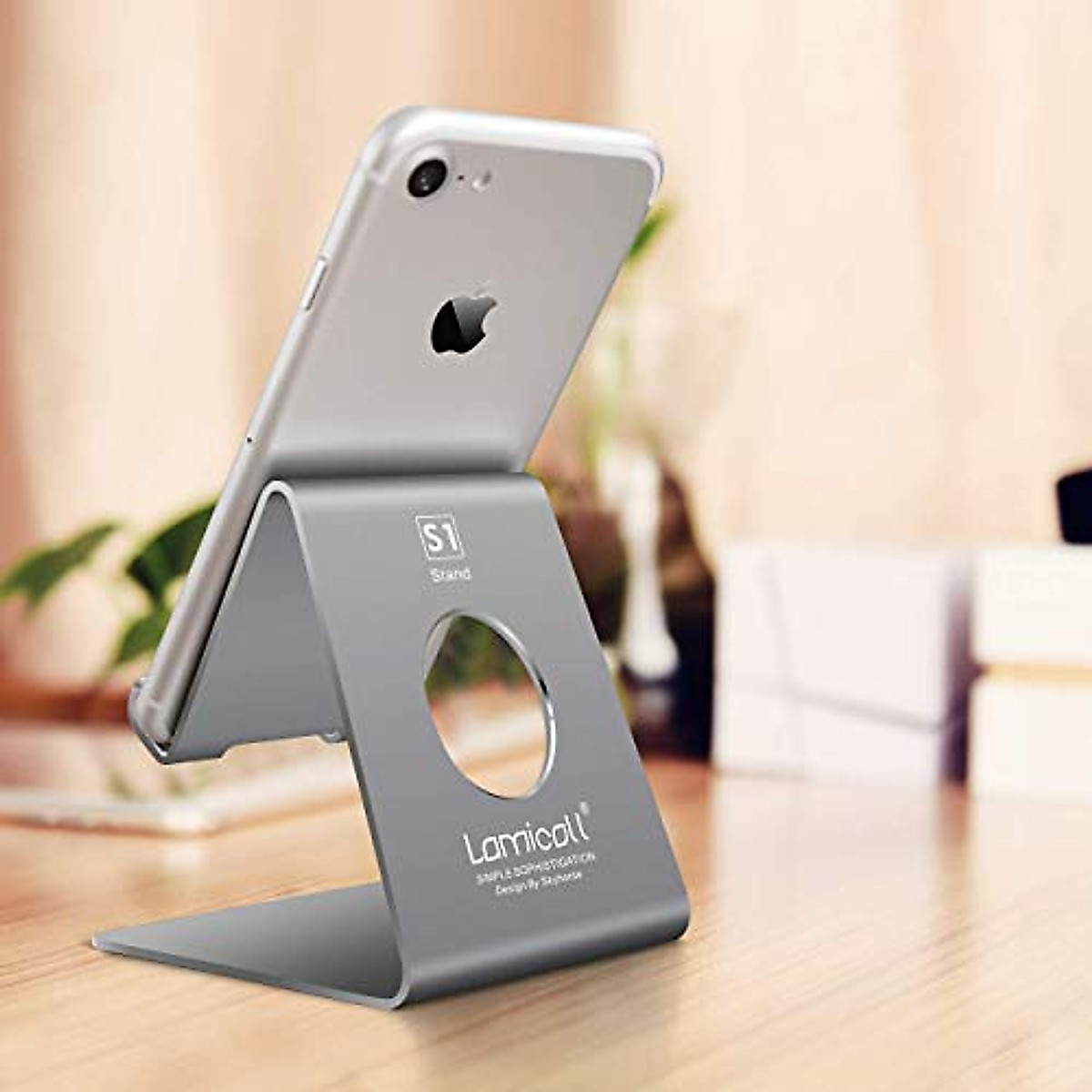 Lamicall Cell Phone Stand, Phone Dock : Cradle, Holder, Stand, Compatible with Phone 12 Mini 11 Pro Xs Xs Max Xr X 8 7 6 6s Plus 5 5s 5c All Android Smartphone Charging, Accessories Desk - Gray
