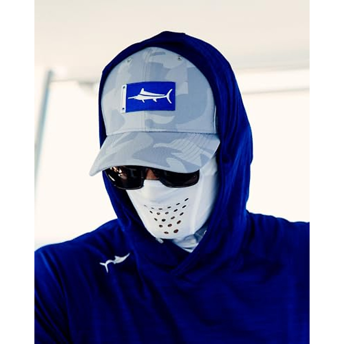 Billfish Gear White Marlin Flag Hat Lightweight Performance Headwear for Big Game Offshore Fishing, Gray Camo