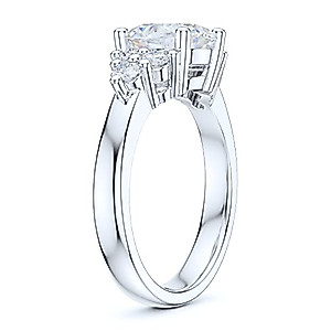 PRSTANI Sterling Silver Triple Three Sidestones 2CT Simulated Round Brilliant Cut Diamond Promise Engagement Ring (5.5)