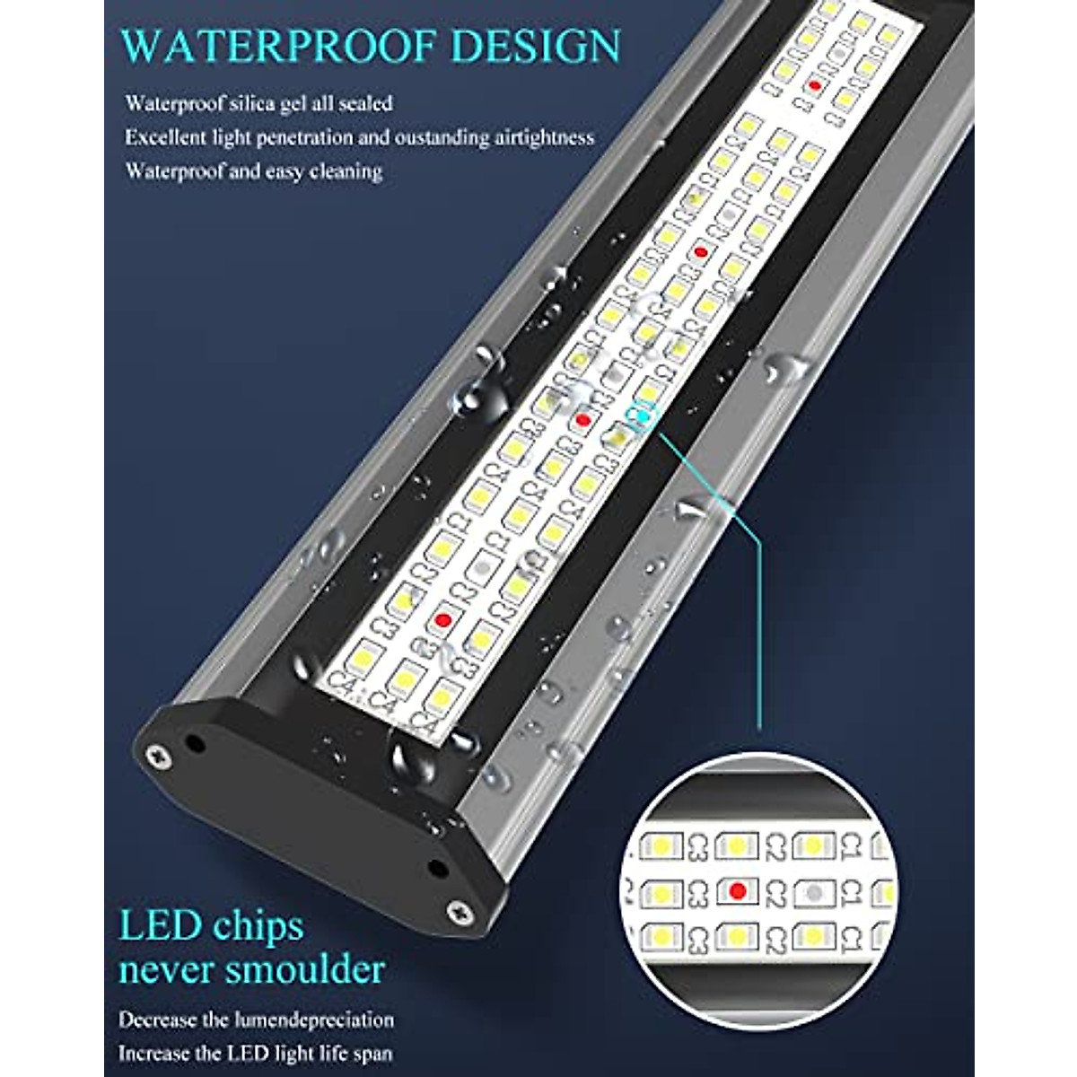 Lominie Full Spectrum Aquarium Light LED Fish Tank Lights Aquarium Lamp, with Extension Bracket and Hang Kits, Inline Timer, Aquarium Plant Light for 8"~15" Small Aquarium Freshwater Planted, BAR 15