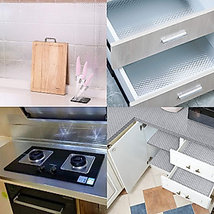 Kagains Kitchen Backsplash Sticker,15.7”X196.9”,Waterproof Aluminum Foil Stickers,Self-Adhesive Oil Proof Counter Top Peel Stick Wall Decal (40500CM, Silver-Cube Texture)