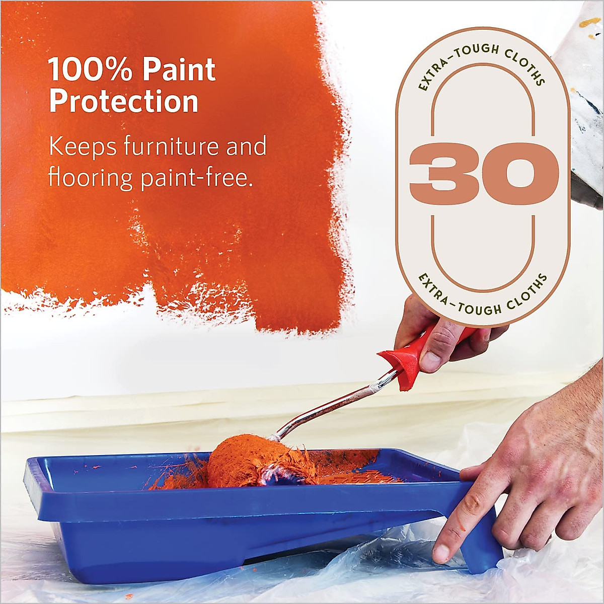 30 Pack- Painter Plastic Drop Cloth for Painting - Sheets for Painting, Cover for Floor, Furniture Dust Cover- Dust-Proof, Water Proof, 9x12 Plastic Tarp Disposable Plastic Sheeting in Bulk