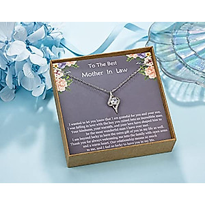 NOURISHLOV Mother in Law Gifts from Daughter in Law - Mother In Law Gifts, Sterling Silver Cubic Zirconia Pendant, Mom Gifts, Mother's Day Gift, Christmas/Wedding Jewelry
